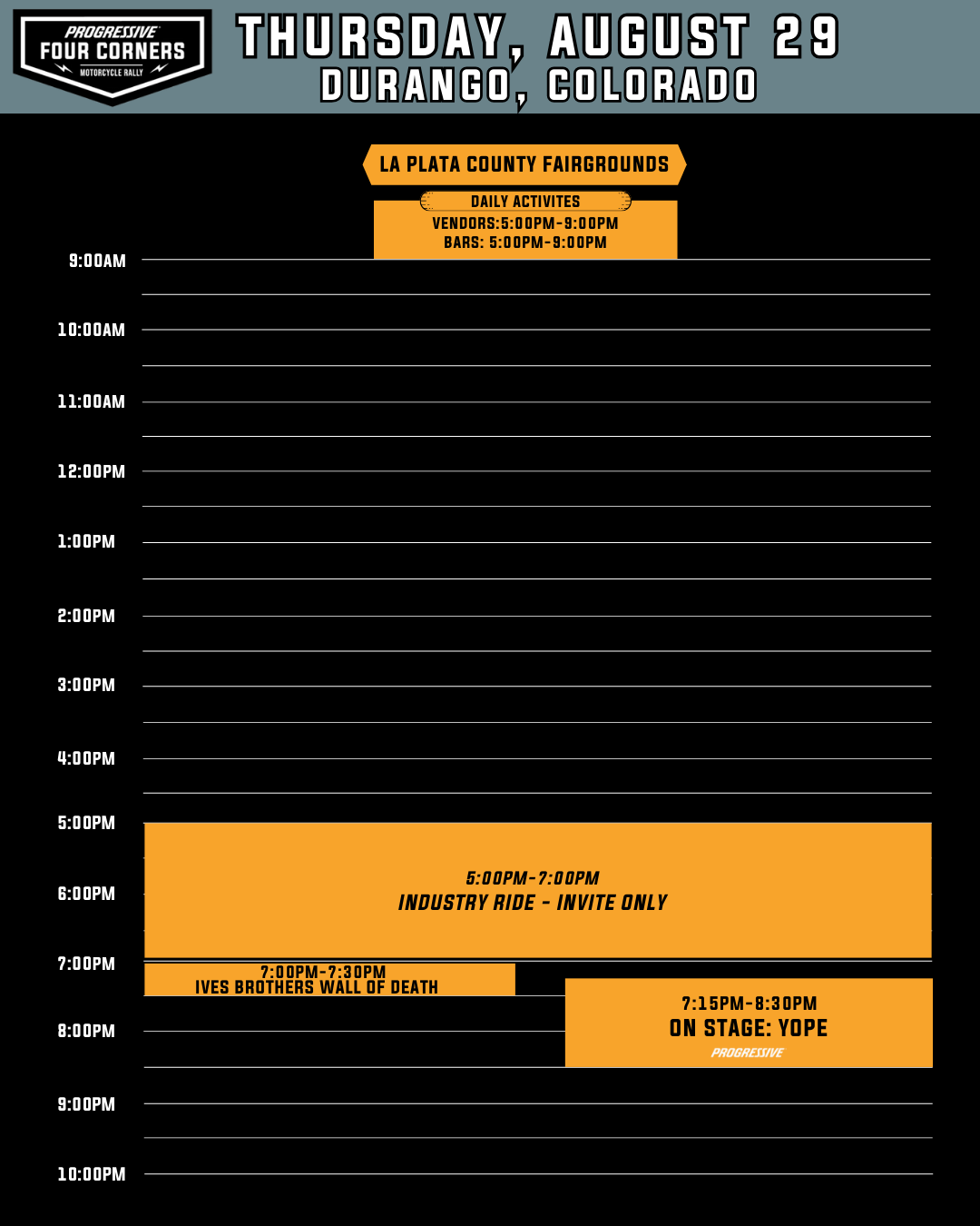 Event Schedule – FOUR CORNERS MOTORCYCLE RALLY