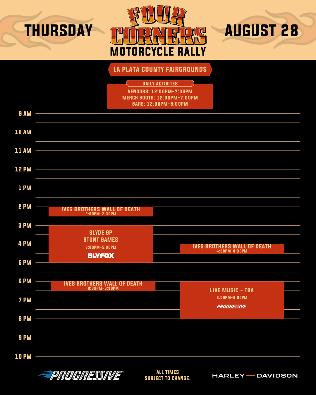 Event Schedule – FOUR CORNERS MOTORCYCLE RALLY