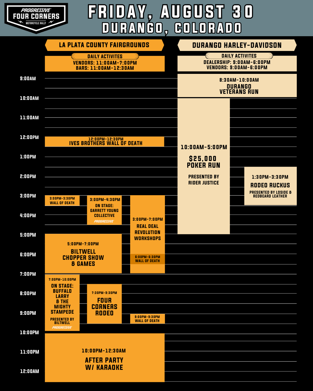 Event Schedule – FOUR CORNERS MOTORCYCLE RALLY
