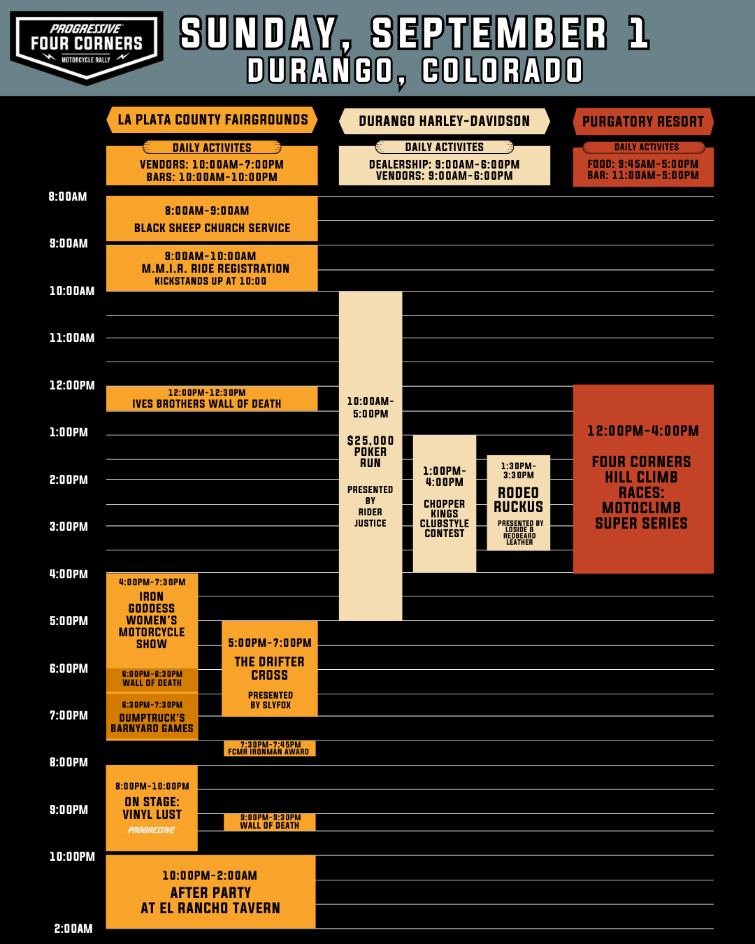 Event Schedule – FOUR CORNERS MOTORCYCLE RALLY